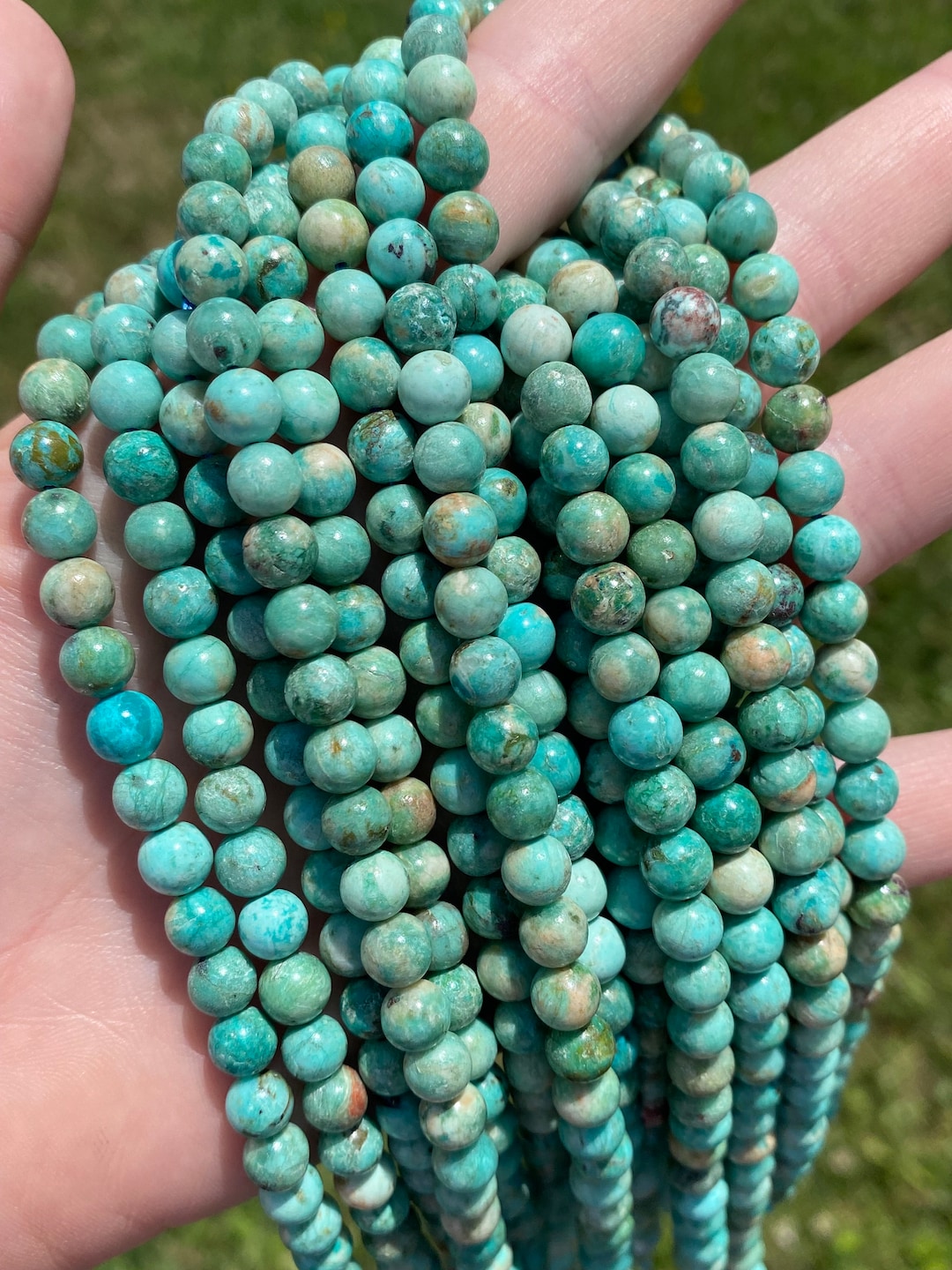 6.5mm Peruvian Turquoise Bead Strand - Genuine - Natural Stone - 15" - Etsy