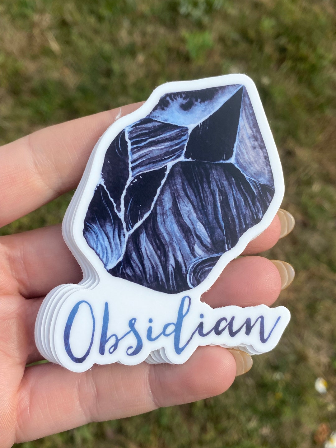 Large Gemstone Sticker - Obsidian Die Cut High Quality Sticker - 70mm X ...
