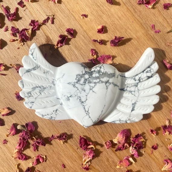 Beautiful Howlite With Wings Carving 1 Piece Angel Reiki | Etsy