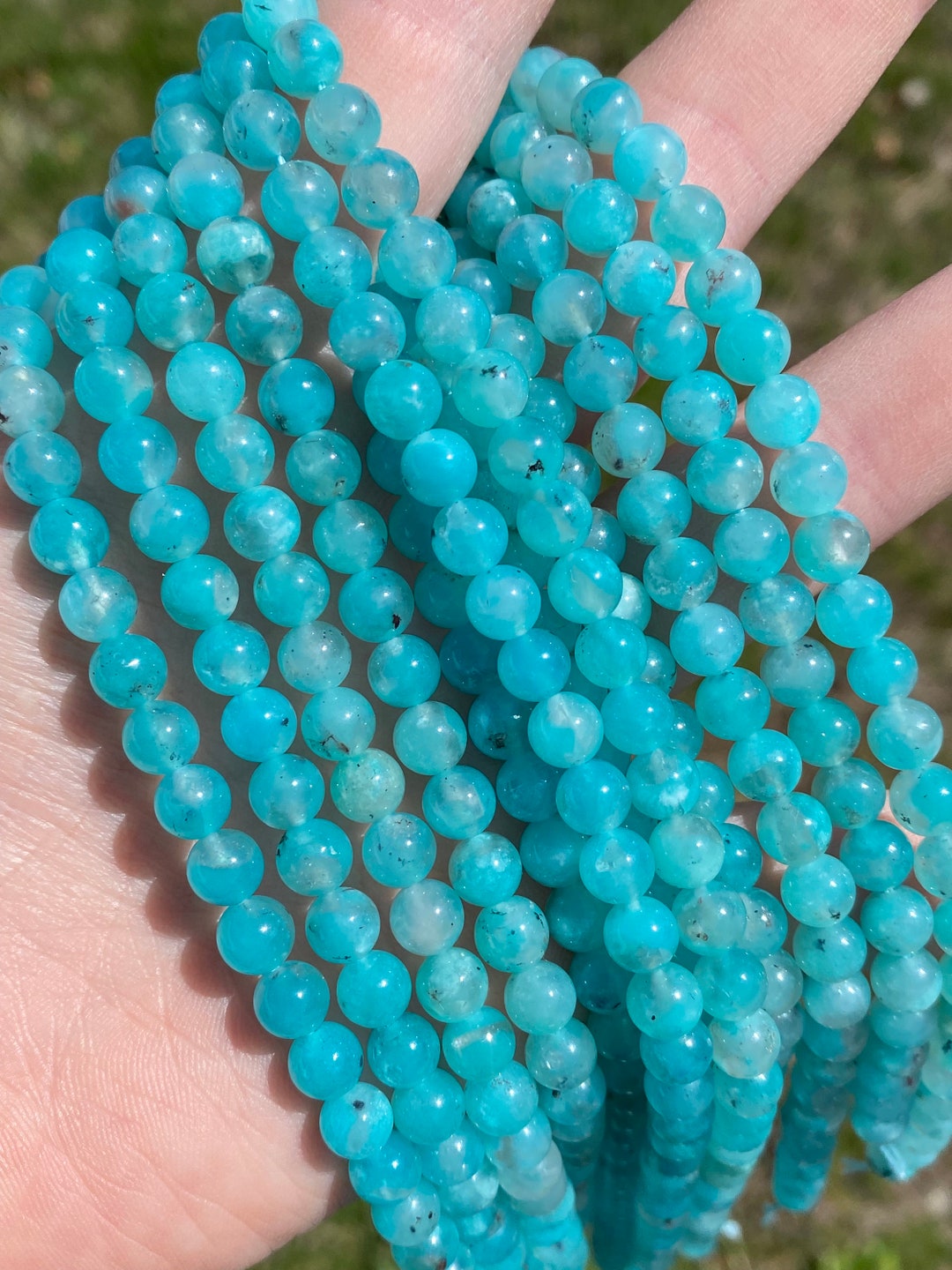 6mm Ice Amazonite With Mica Inclusions Bead Strand Genuine Natural ...