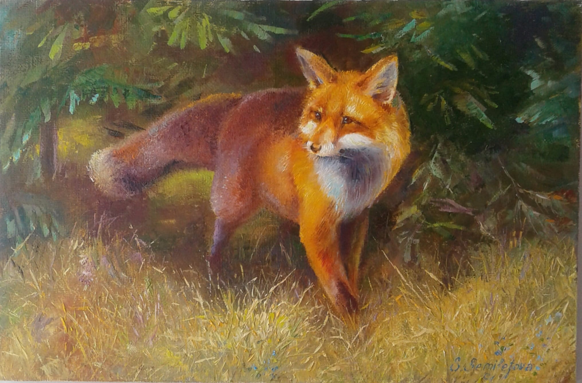 Fuchs Portrait Original Gemälde Tier Kunst Leinwand | Etsy