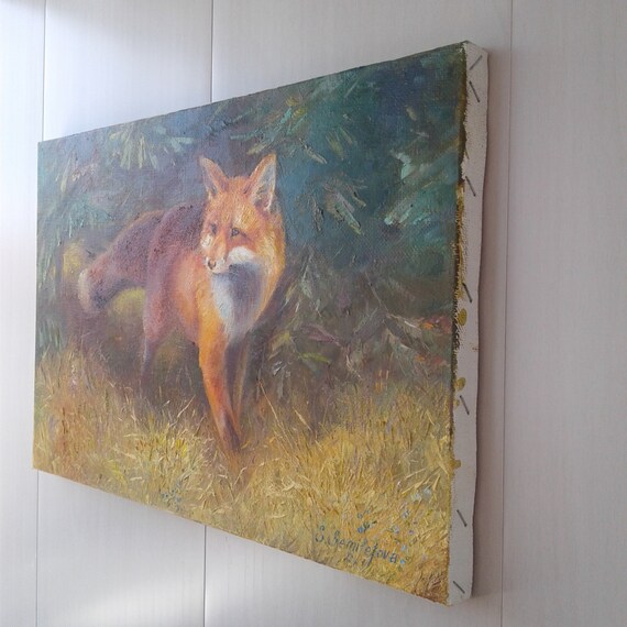 factory outlets Fox oil painting, Fox Portrait Original, fox Wall Decor ...