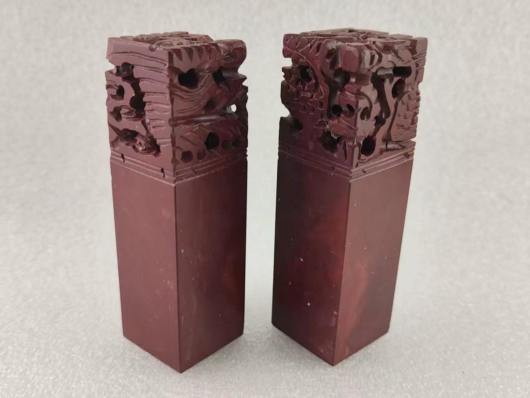 Pair of Chinese Seal Chinese Dragon and Phoenix Custom Gift Handmade ...