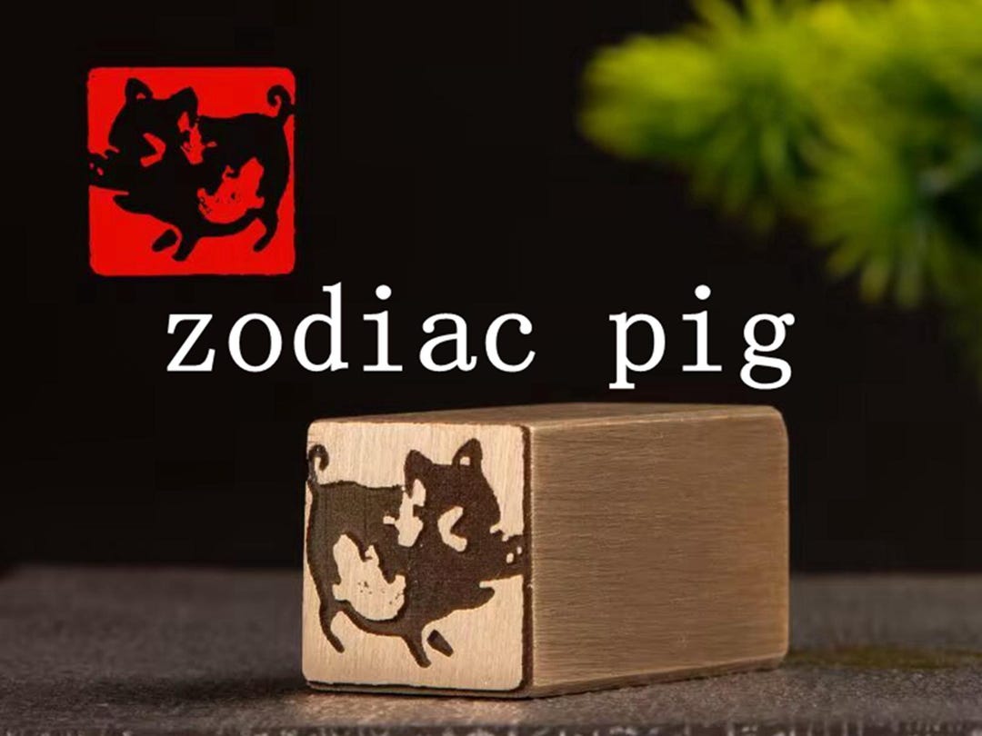 Solid Brass Zodiac Pig Boar Seal Hand Polished Finished Stamp Metal ...