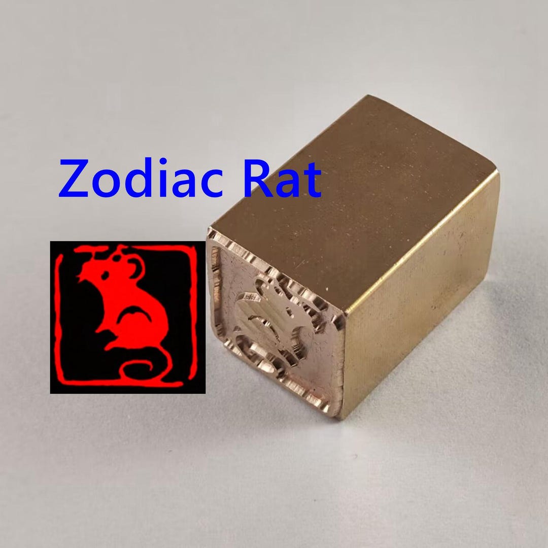 Solid Brass Zodiac Rat Seal Hand Polished Finished Stamp Metal Chop ...