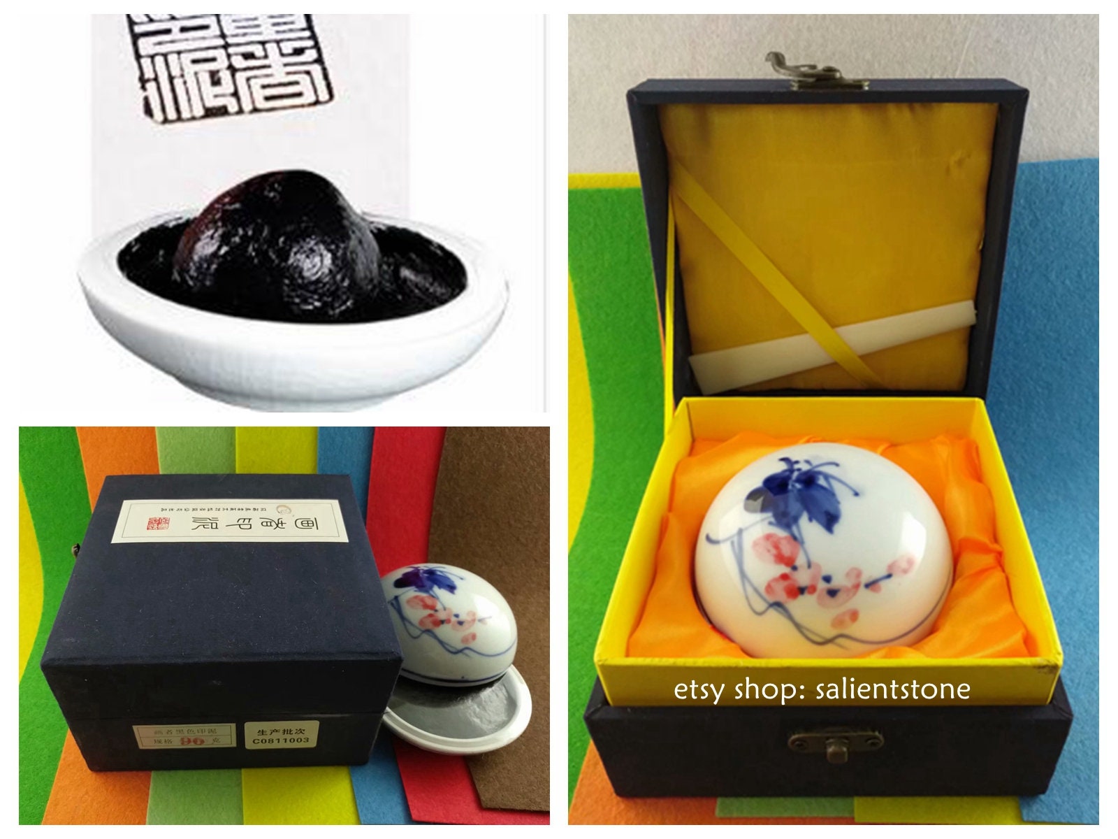 Green Ink Paste for Chinese Seal Stamp Color Calligraphy Painting with ...