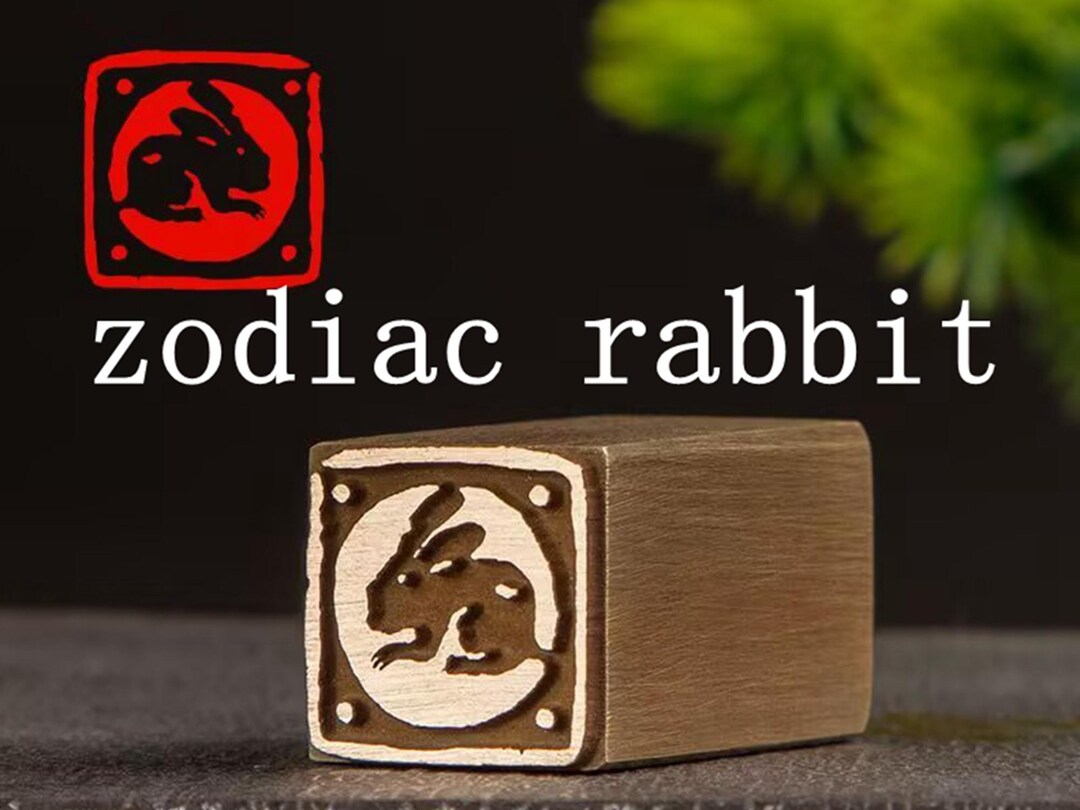 Solid Brass Zodiac Rabbit Seal Hand Polished Finished Stamp Metal Chop ...