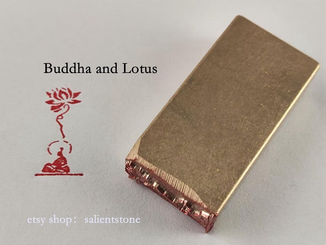 1*2*4cm Finished Brass Chinese Seal Buddha and Lotus Metal Stamp ...