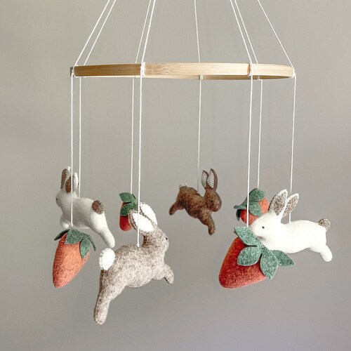 Bunny Felt Mobile/mobile With Bunnies/bunny Nursery - Etsy