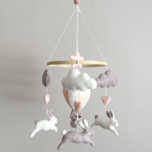 Bunny Felt Mobile/mobile With Bunnies/bunny Nursery - Etsy