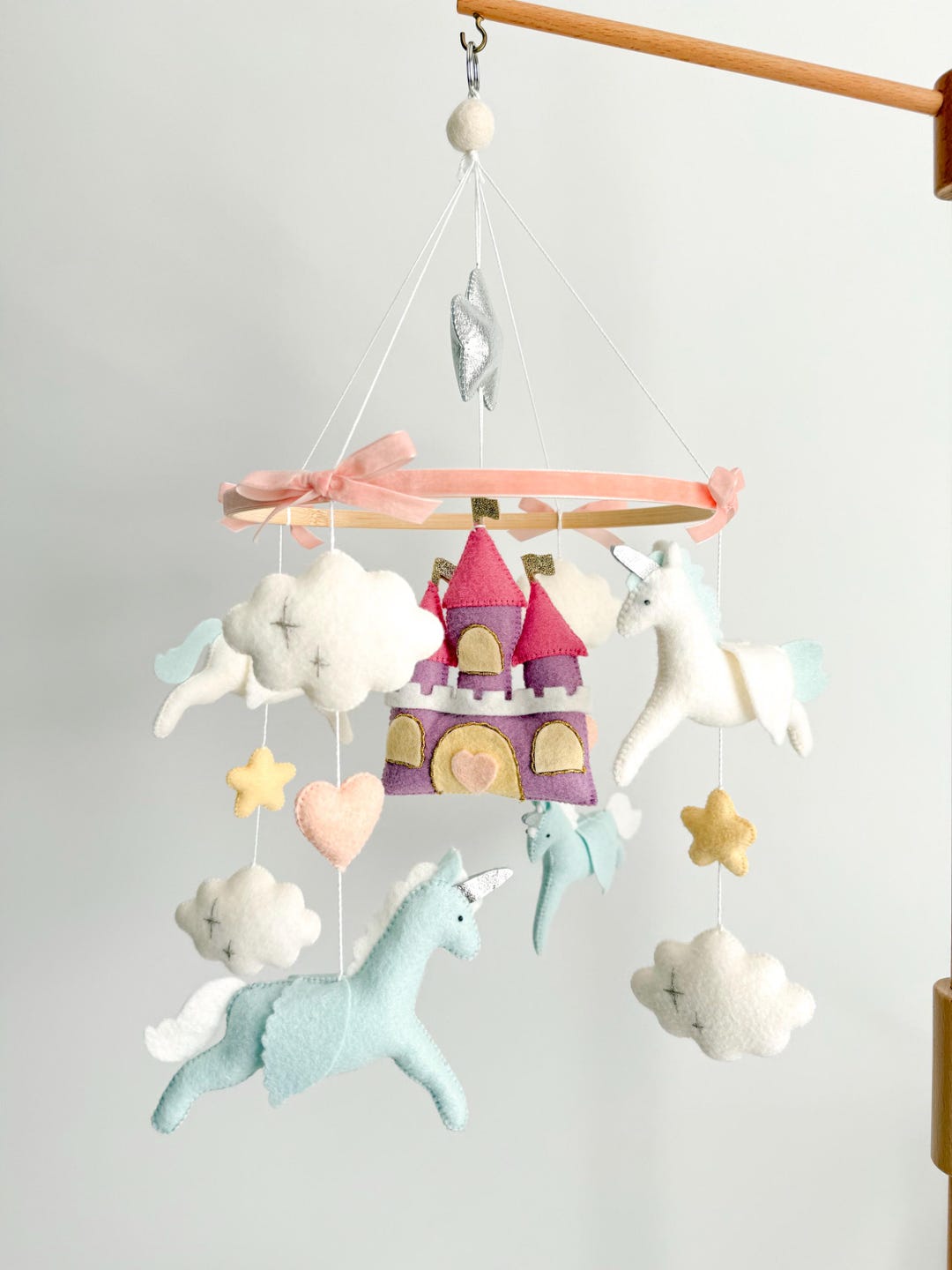 Handmade Unicorn Felt Baby Mobile, Castle Crib Mobile - Etsy