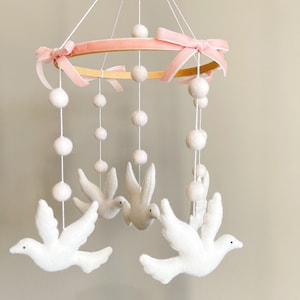 Handmade Dove Felt Baby Mobile, Nursery Decor - Etsy