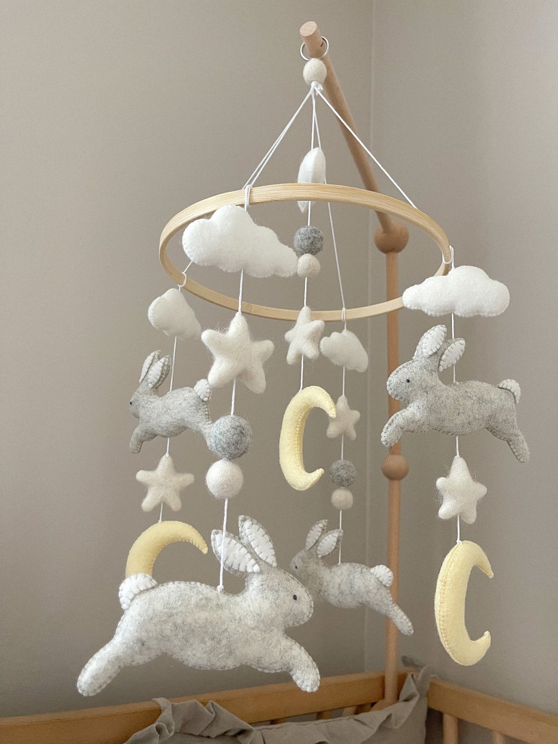 Bunny Felt Mobile/mobile With Bunnies/bunny Nursery - Etsy