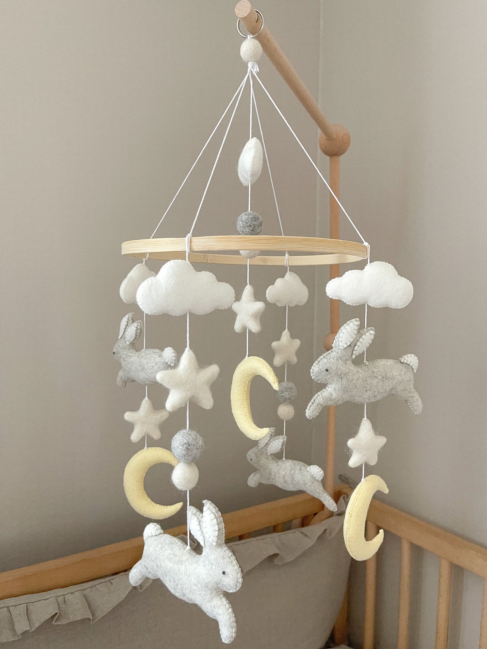 Bunny Felt Mobile/mobile With Bunnies/bunny Nursery - Etsy