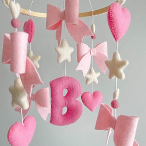 Handmade Pink Bow Baby Mobile, Personalized Nursery Decor - Etsy