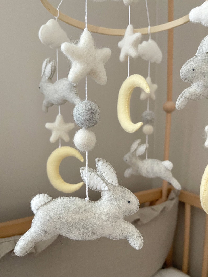 Bunny Felt Mobile/mobile With Bunnies/bunny Nursery - Etsy