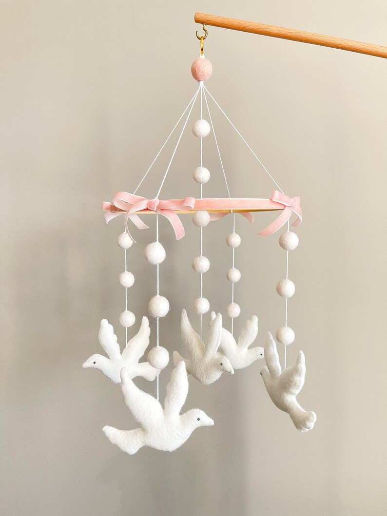Dove Felt Baby Mobile,felt Mobile With Doves,dove Nursery Mobile,dove ...