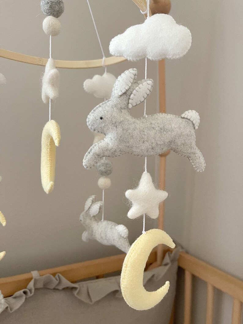 Bunny Felt Mobile/mobile With Bunnies/bunny Nursery - Etsy