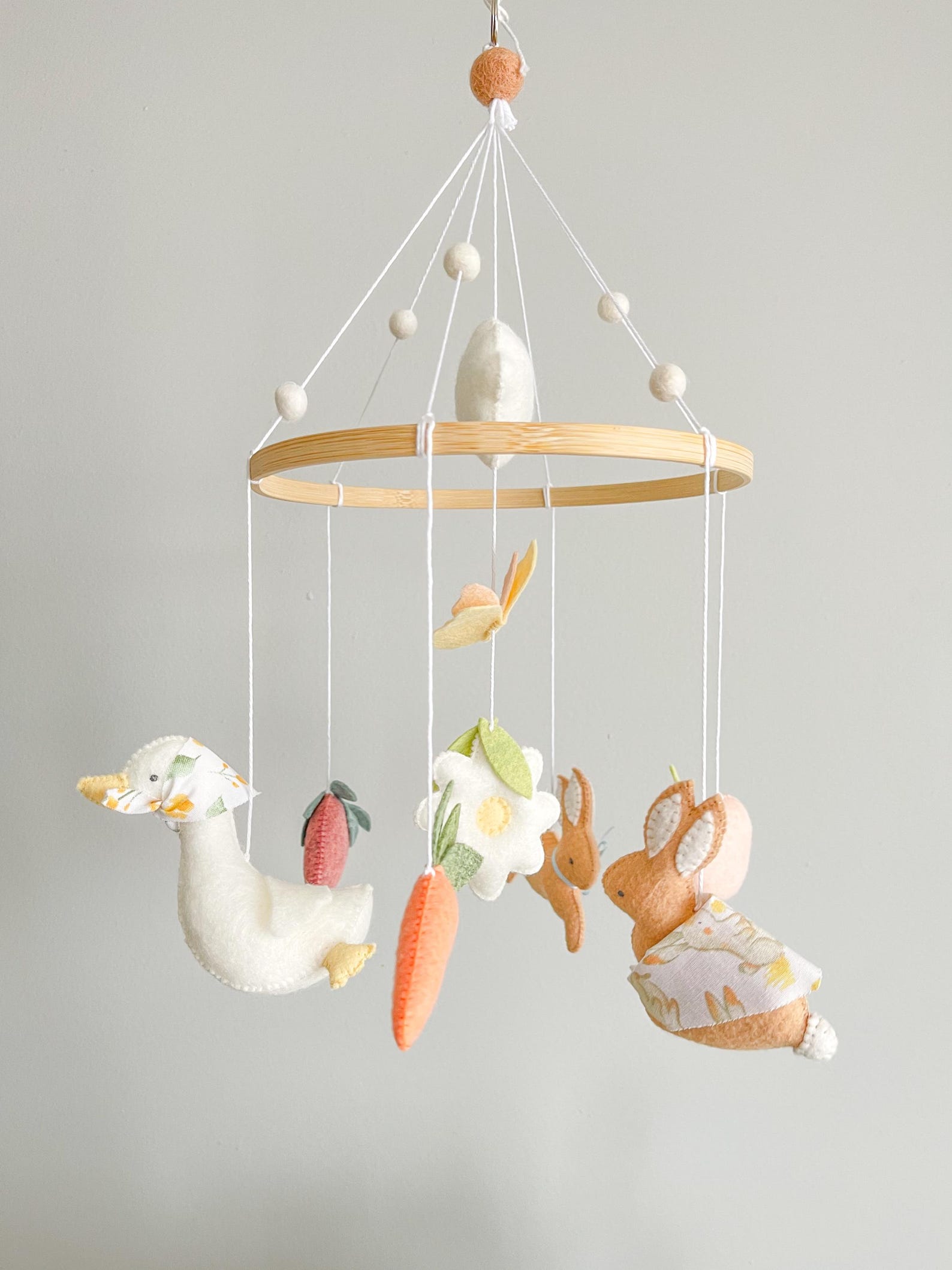 Garden Rabbit Crib Mobile, Garden Rabbit Nursery Mobile, Garden Rabbit ...