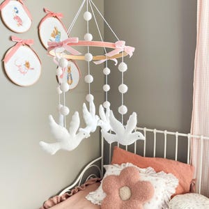 Dove Felt Baby Mobile,felt Mobile With Doves,dove Nursery Mobile,dove ...