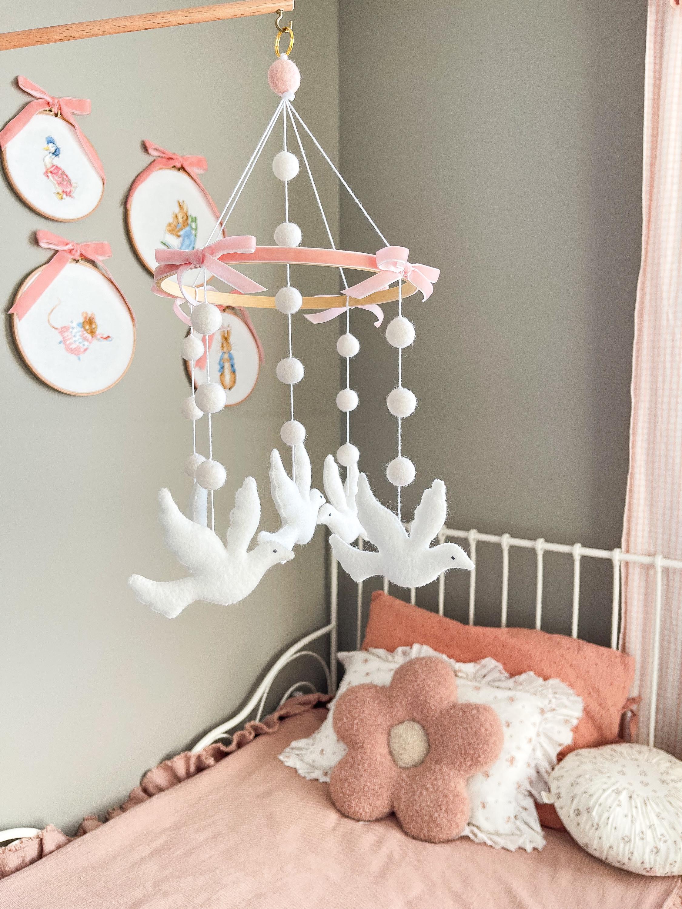 Dove Felt Baby Mobile,felt Mobile With Doves,dove Nursery Mobile,dove ...