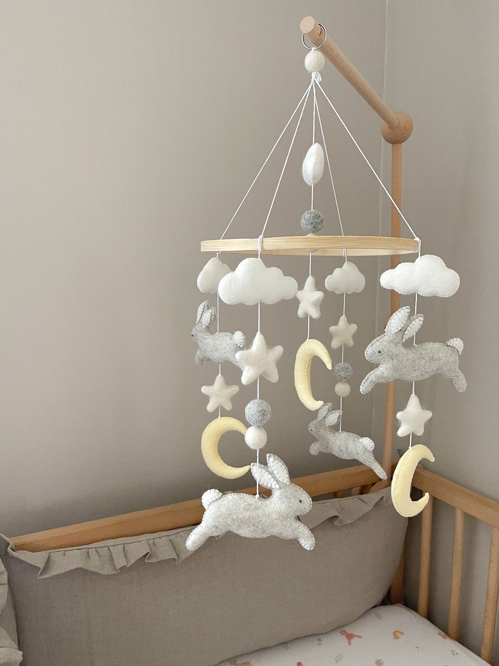 Bunny Felt Mobile/mobile With Bunnies/bunny Nursery - Etsy