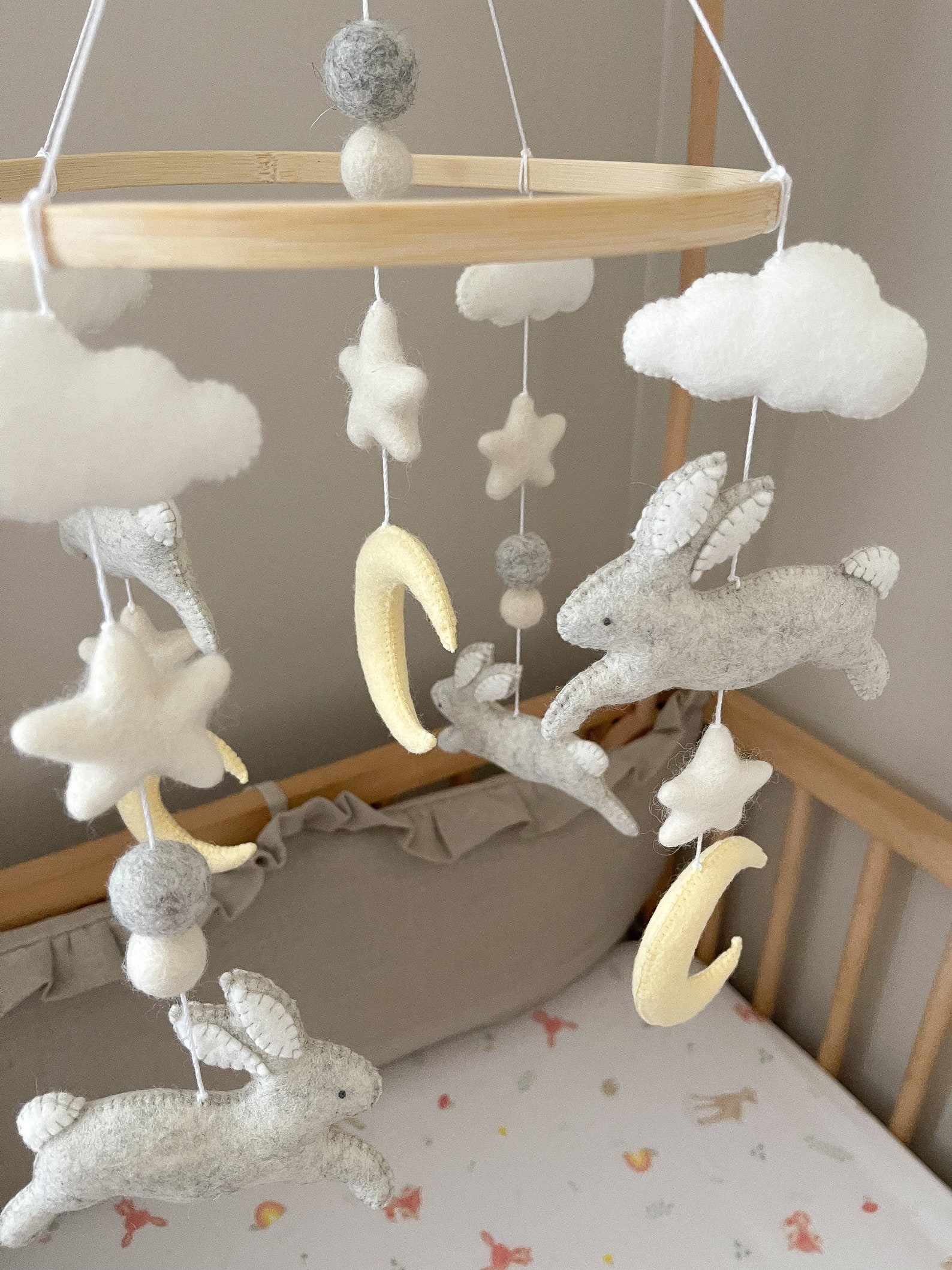 Bunny Felt Mobile/mobile With Bunnies/bunny Nursery - Etsy