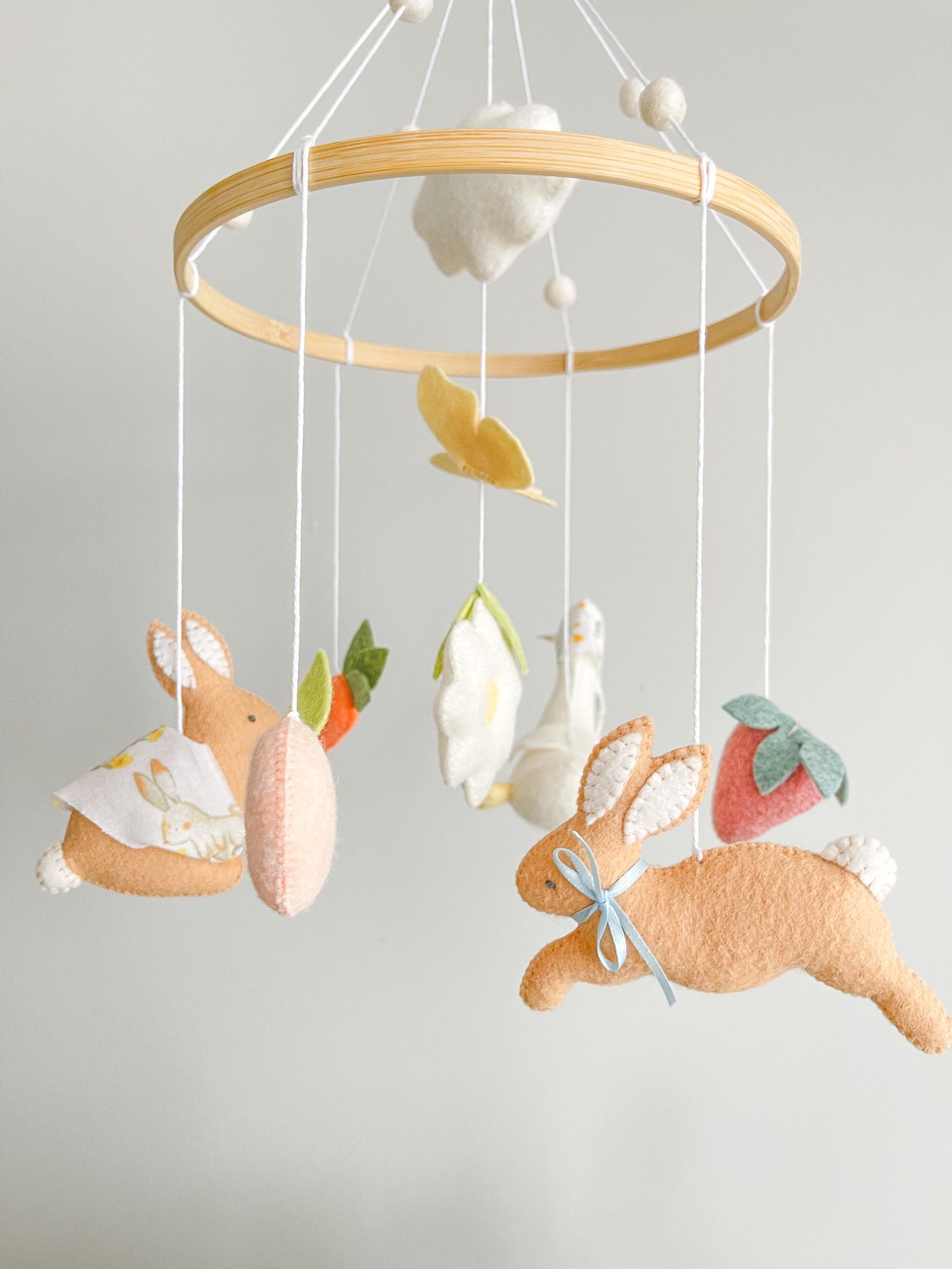 Garden Rabbit Crib Mobile, Garden Rabbit Nursery Mobile, Garden Rabbit ...