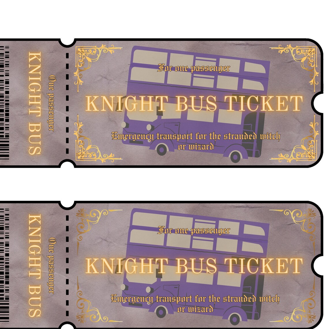 Printable Magic Purple Bus Ticket for Harry Potter Themed - Etsy