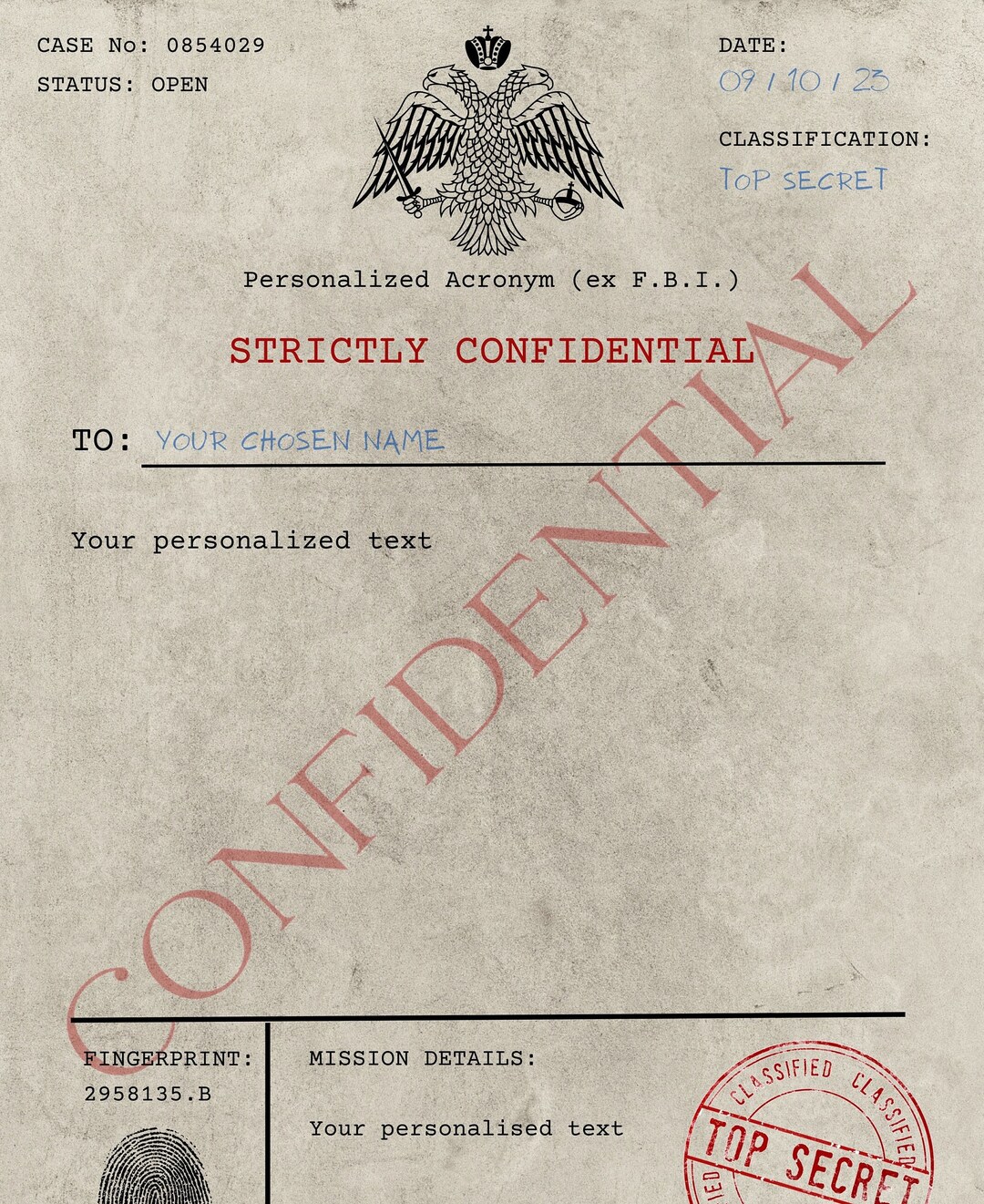 Personalized Printable Top Secret Agent Letter: Escape Room RPG Prop ...