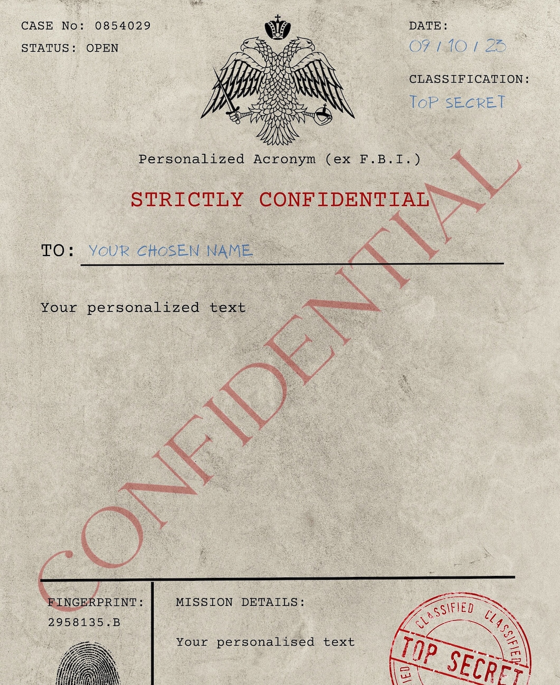 Personalized Printable Top Secret Agent Letter: Escape Room RPG Prop ...