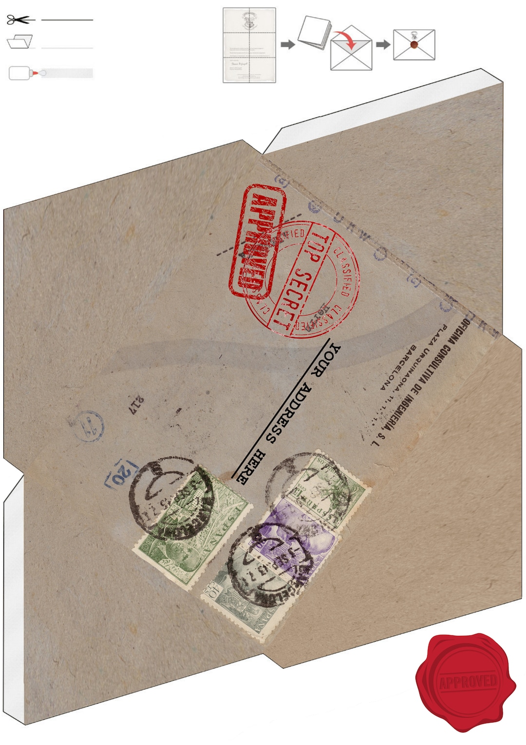 Personalised Top Secret Envelope With Approved Seal Secret Agent Letter ...