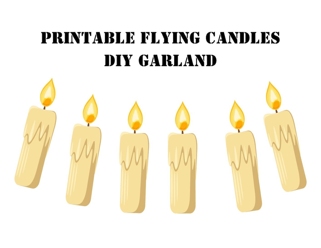Printable Flying Candles Floating Candles Garland Invisible String ...