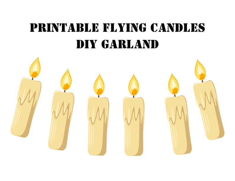 Printable Flying Candles Garland: Witchy Party DIY Magic Mobile (PDF ...