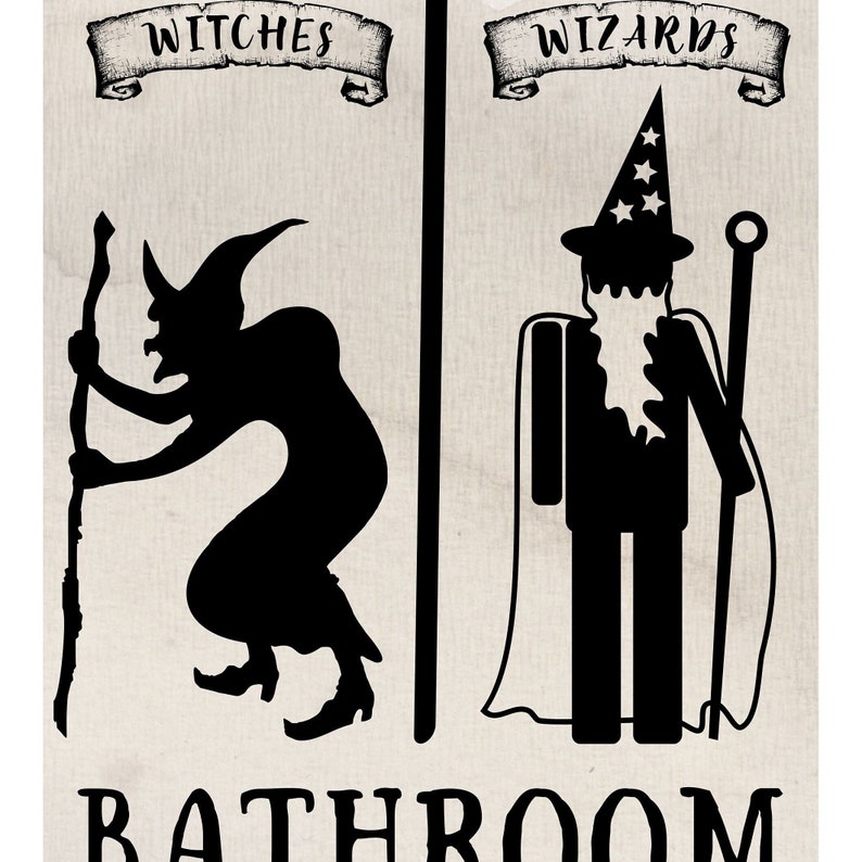 Printable Wizards & Witches Bathroom Sign: HP Themed Party Decor ...