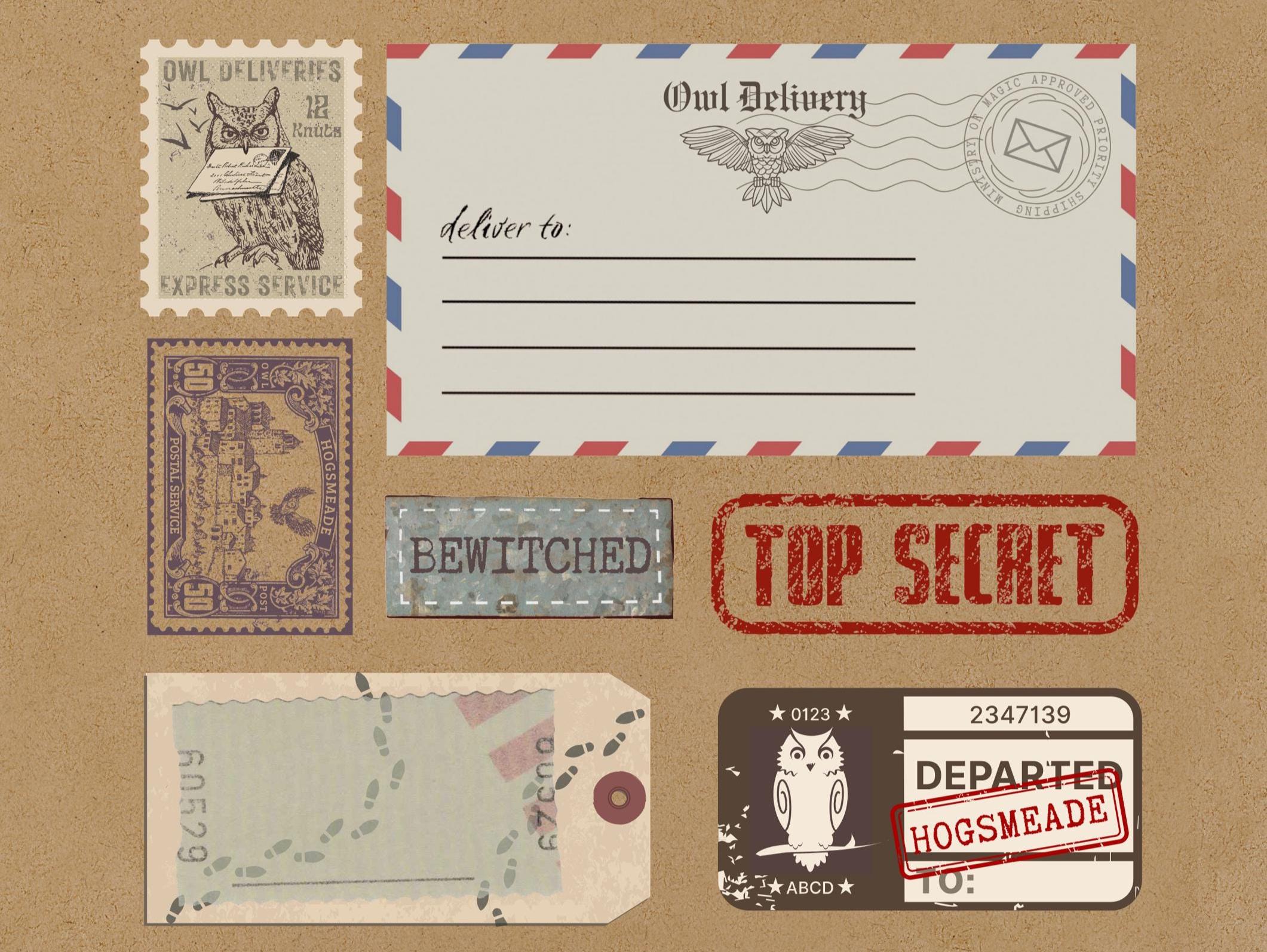Printable Owl Delivery Stamps: Wizard Envelope and Package Labels ...