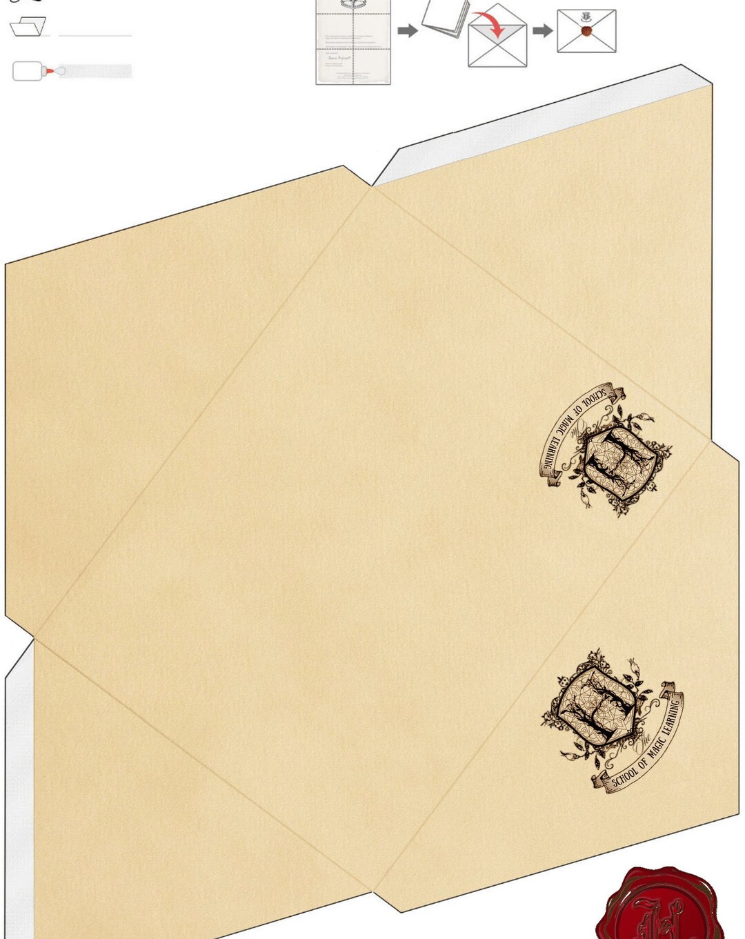 Magic School Printable Envelope Acceptance Letter Wizard Birthday Party ...