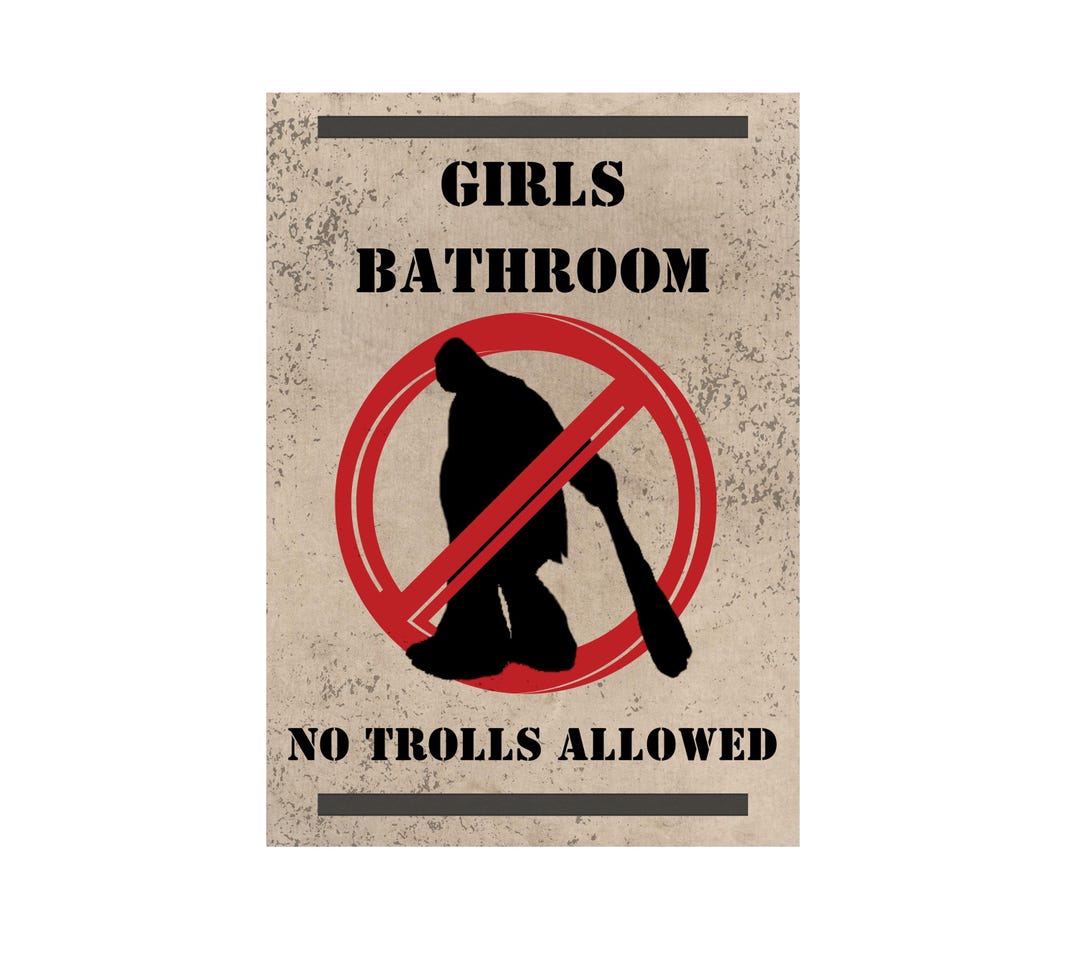 Printable Girls Bathroom Sign: No Trolls Allowed - Wizard Party Decor ...