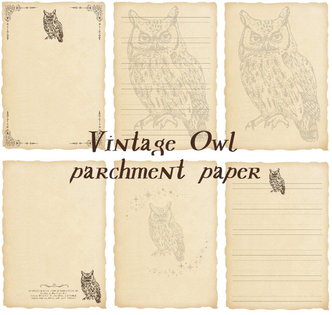 Six Different Owl Parchment Paper Printables to Use for Wizard Birthday ...
