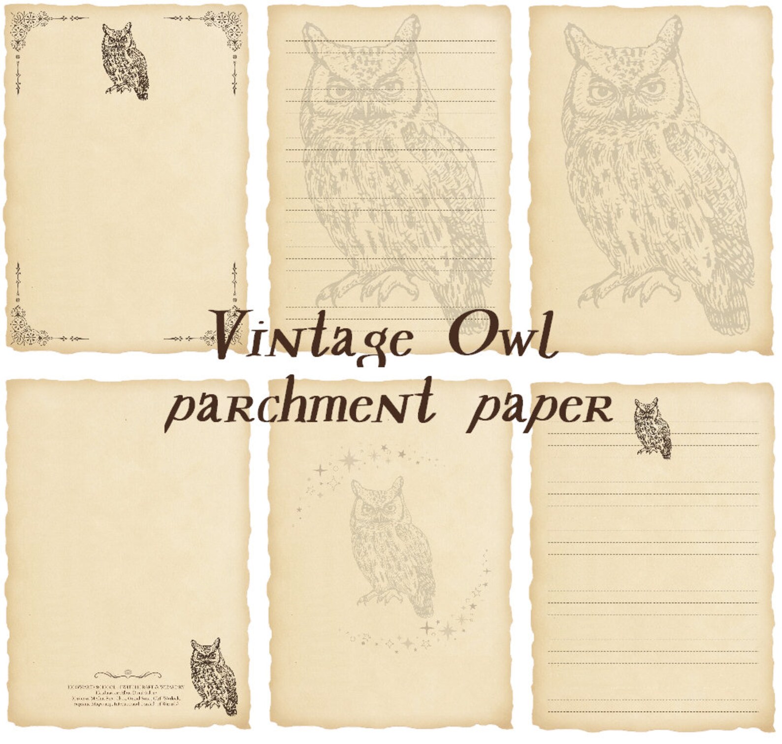 Printable Owl Parchment Paper: Wizard Party Stationery (PDF & PNG) - Etsy