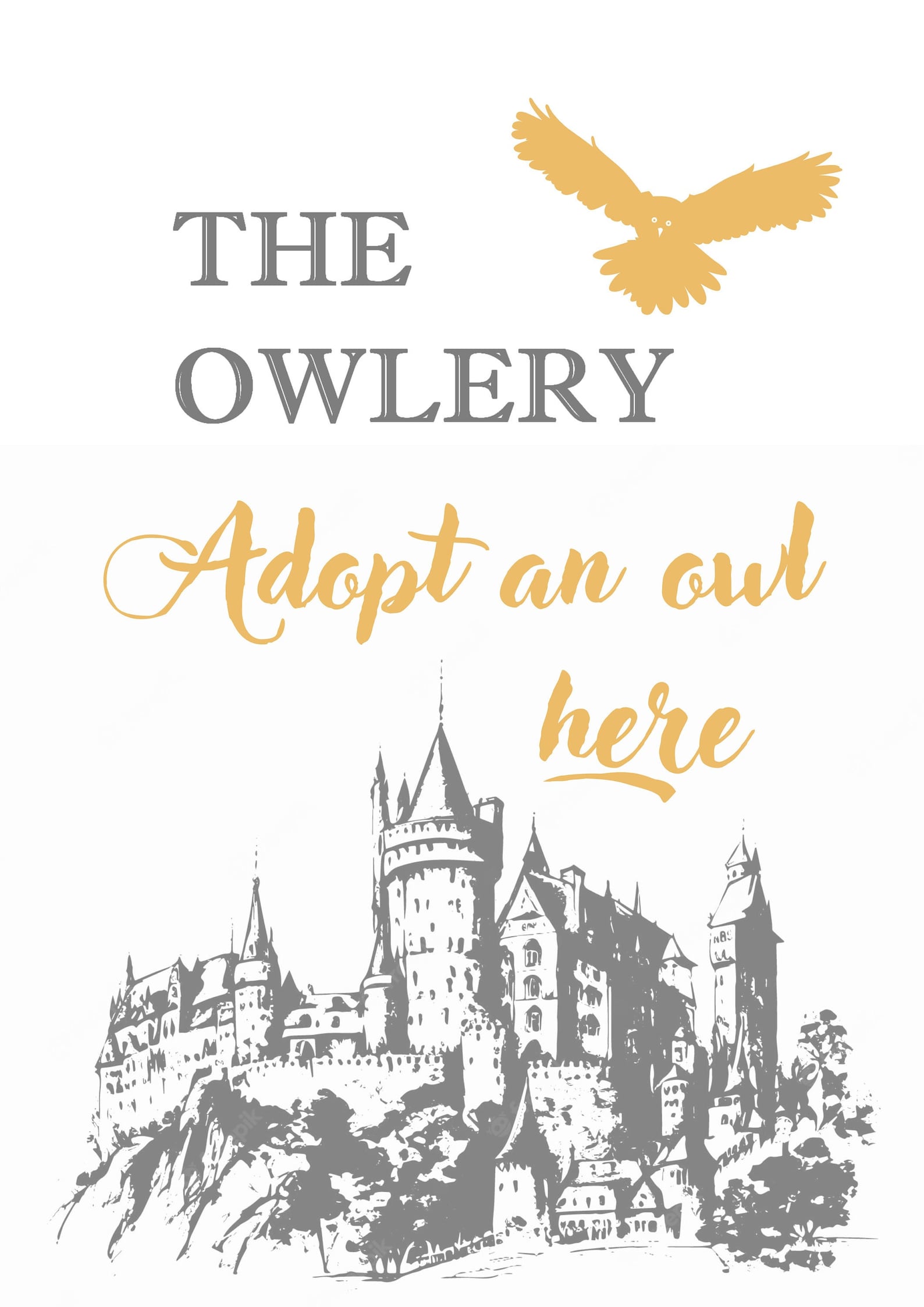 Printable Owlery Sign Adopt Your Owl Here: Wizard Party Decoration (PDF ...