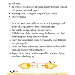 Printable Flying Candles Floating Candles Garland Invisible String ...