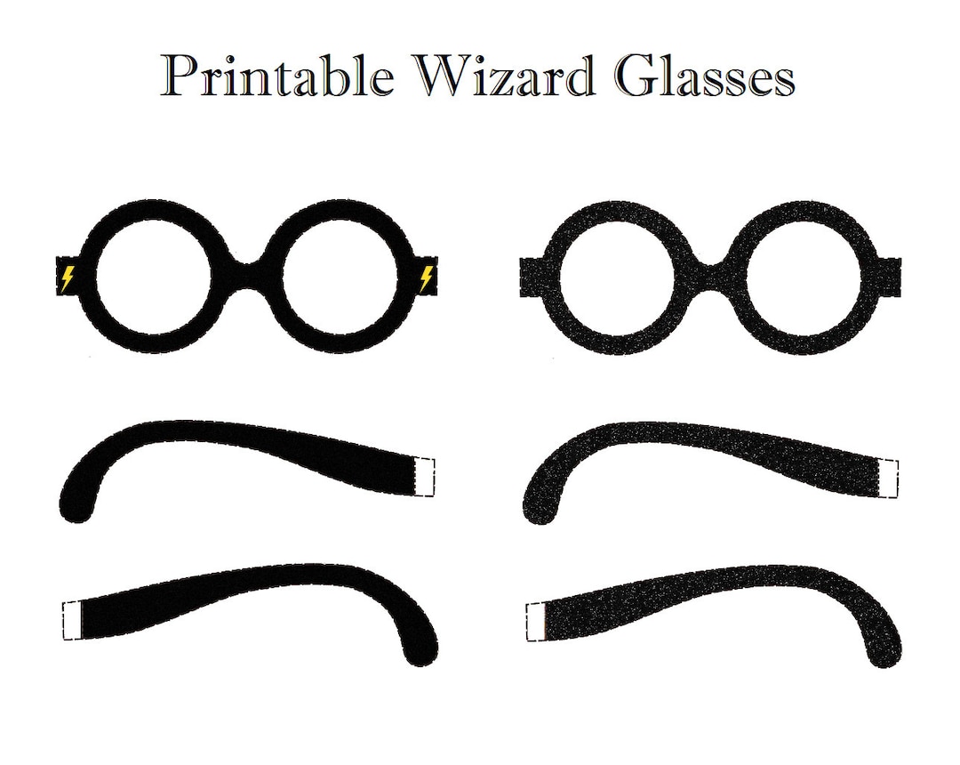 Printable Wizard Glasses Black Round Glasses for Wizard Costume Props ...