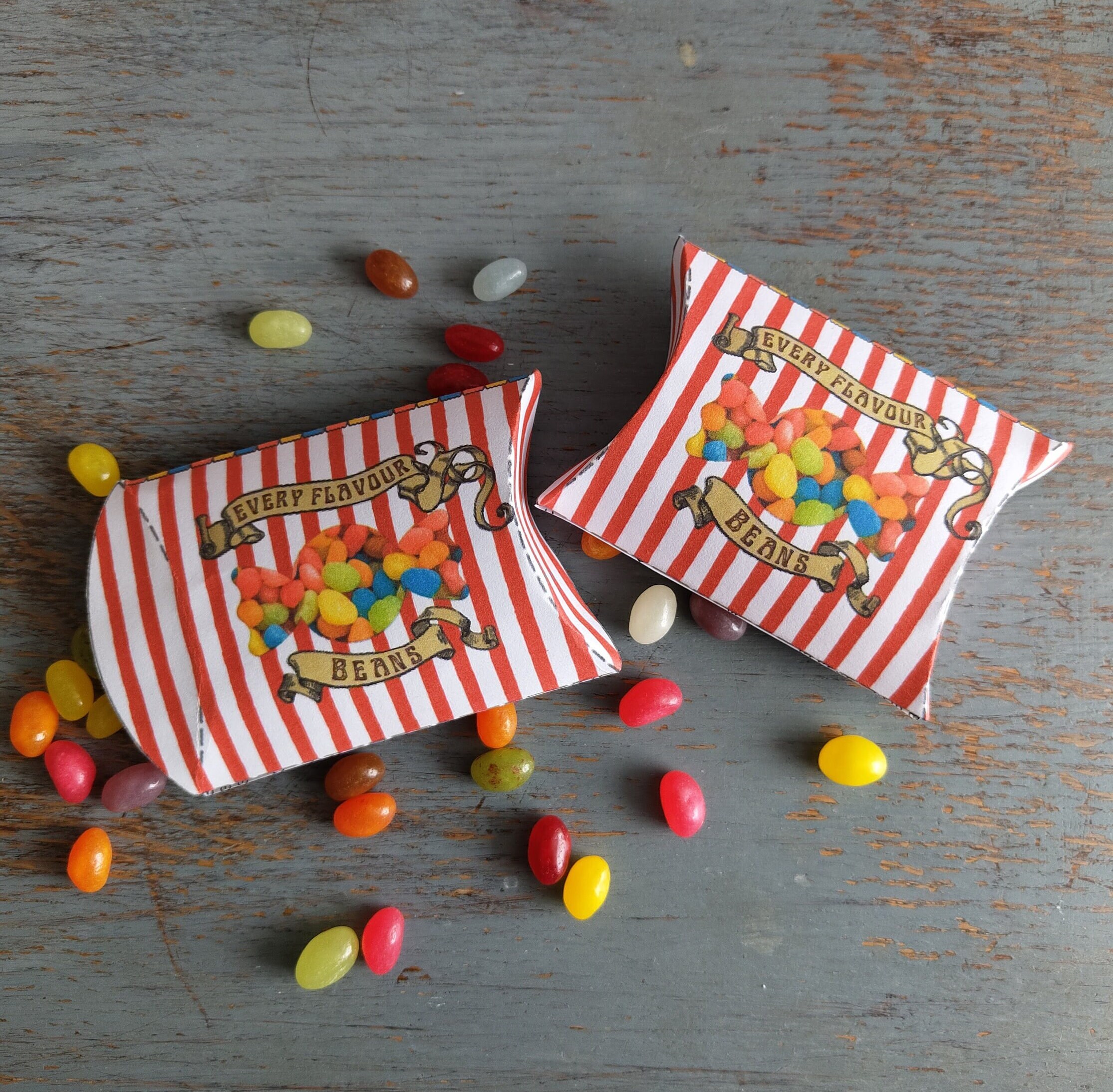 Printable Every Flavour Beans Pillow Box: Wizard Party Favor Trolley ...