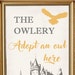 Printable Owlery Sign Adopt Your Owl Here: Wizard Party Decoration (PDF ...