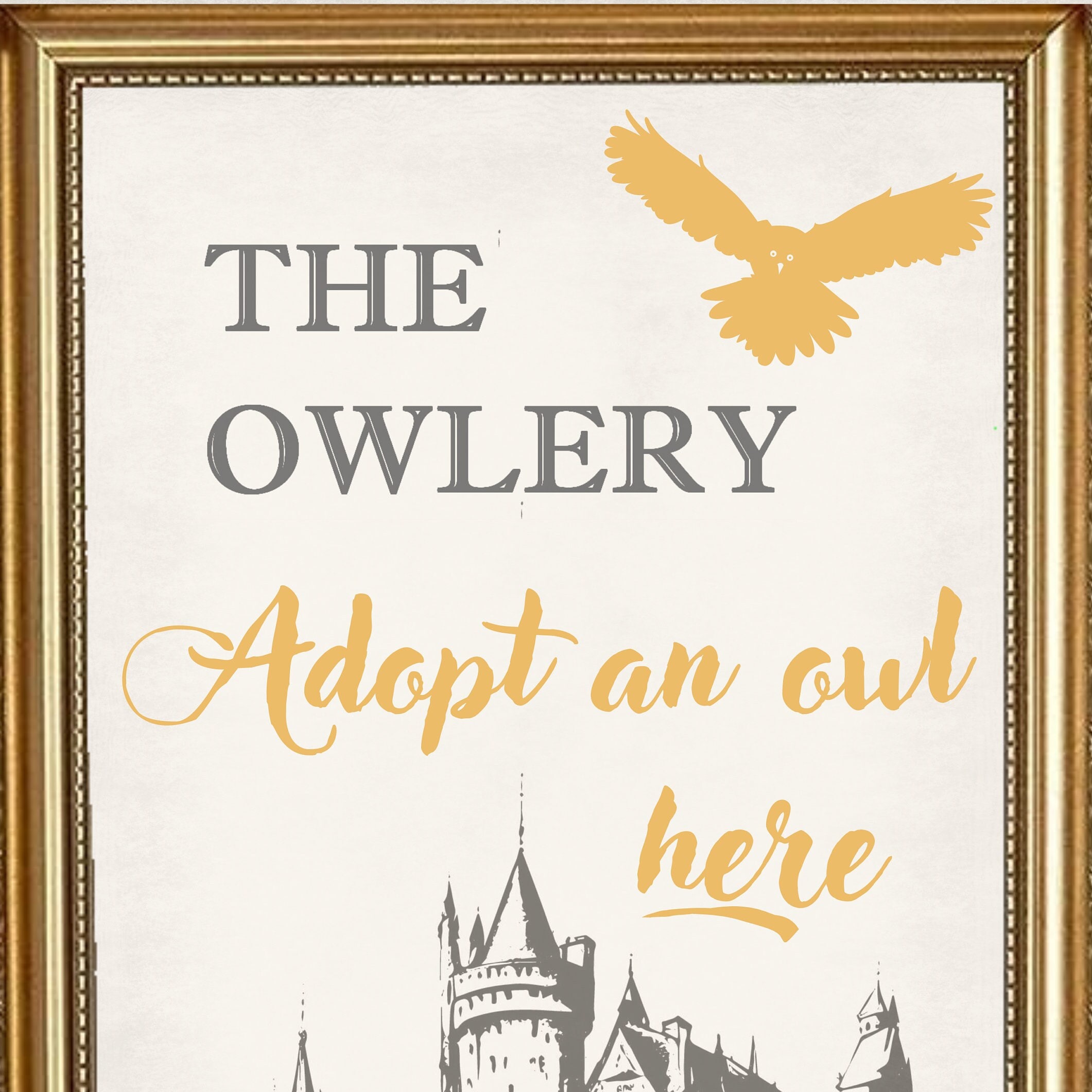 Printable Owlery Sign Adopt Your Owl Here: Wizard Party Decoration (PDF ...