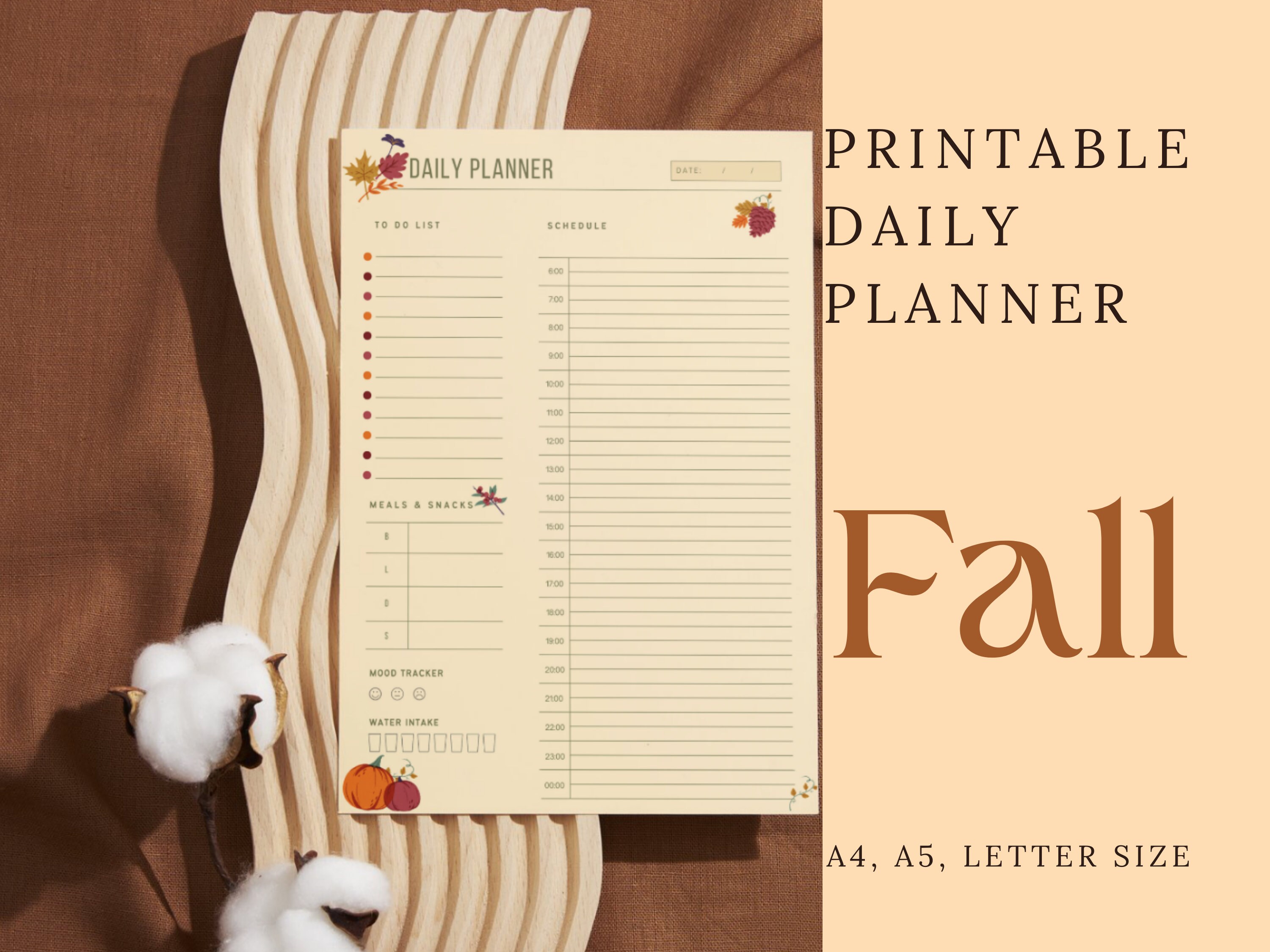 Fall Daily Planner Printable Page, Autumn Daily Planner, Digital ...