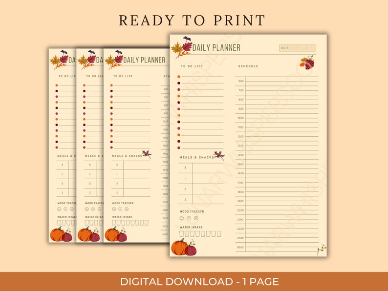 Fall Daily Planner Printable Page, Autumn Daily Planner, Digital ...