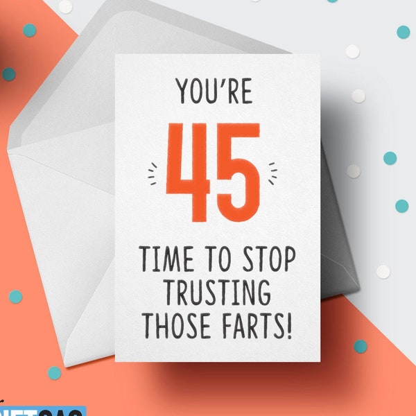 Funny 45th Birthday Card - Etsy UK