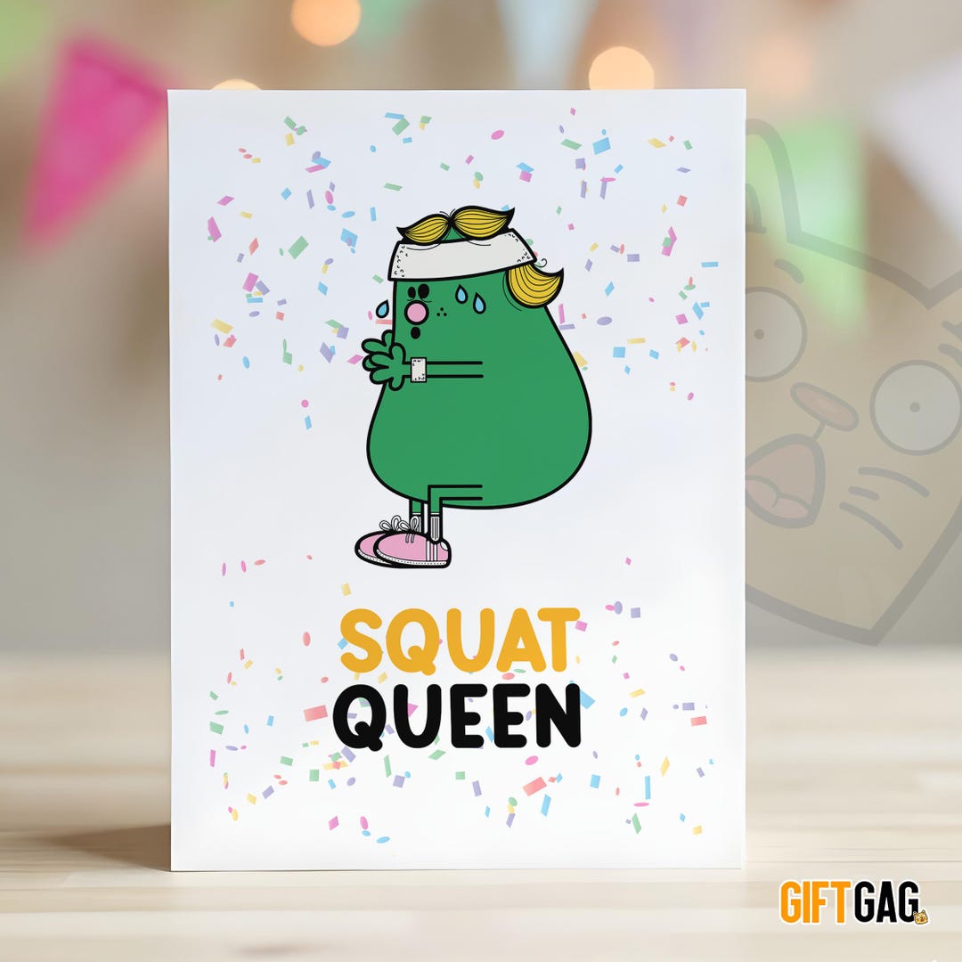 Funny SQUAT QUEEN Birthday Greeting Card for Her, Daughter Cards ...
